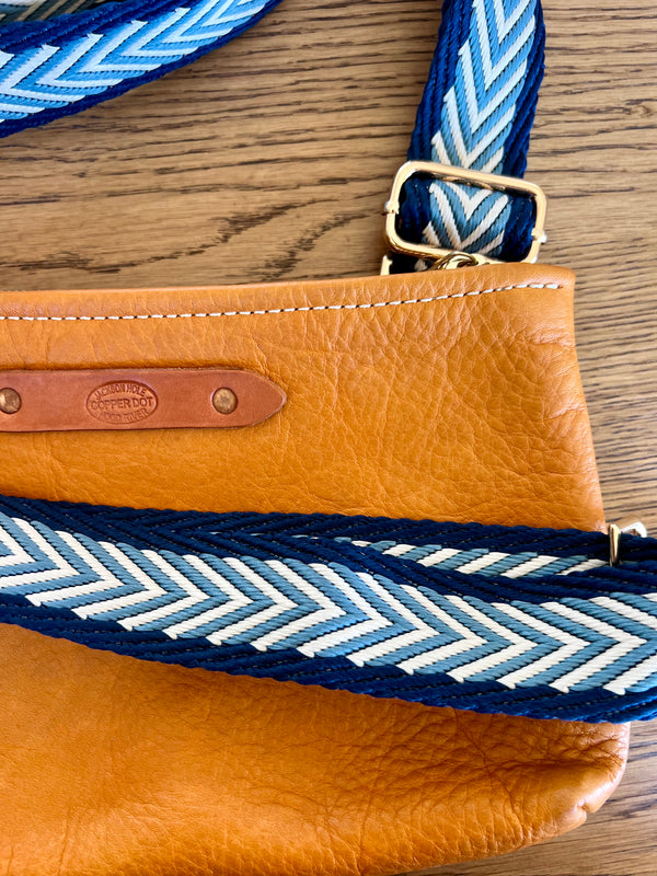 Webbing Shoulder Strap NEW Navy/Light Blue Herringbone /Gold Hardware ...